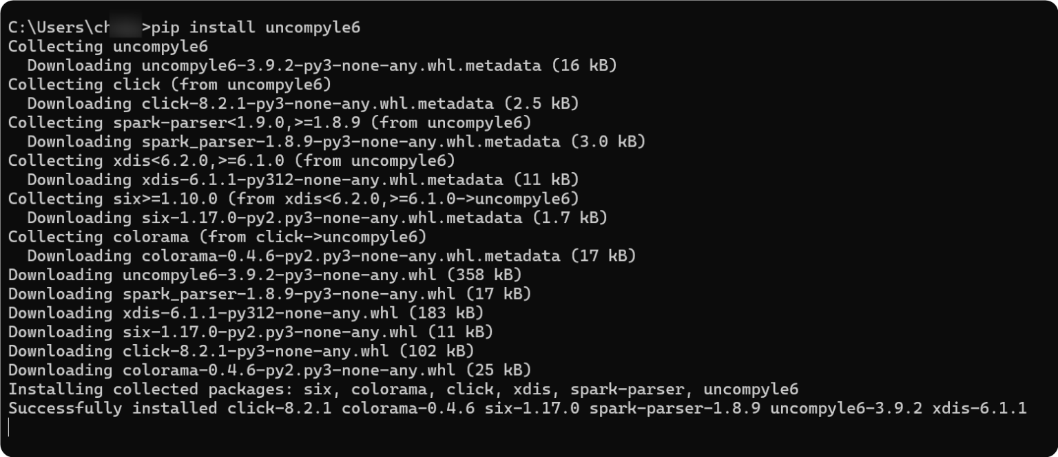 如何安装uncompyle6，decompyle3，pycdc反编译工具 – mis2erp.com技术分享